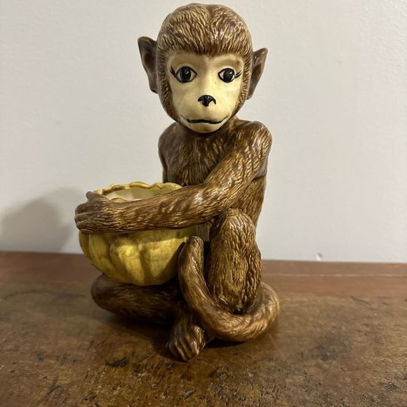 Vintage | Accents | Vintageitalian Monkey With Banana Bowl Ceramic ...